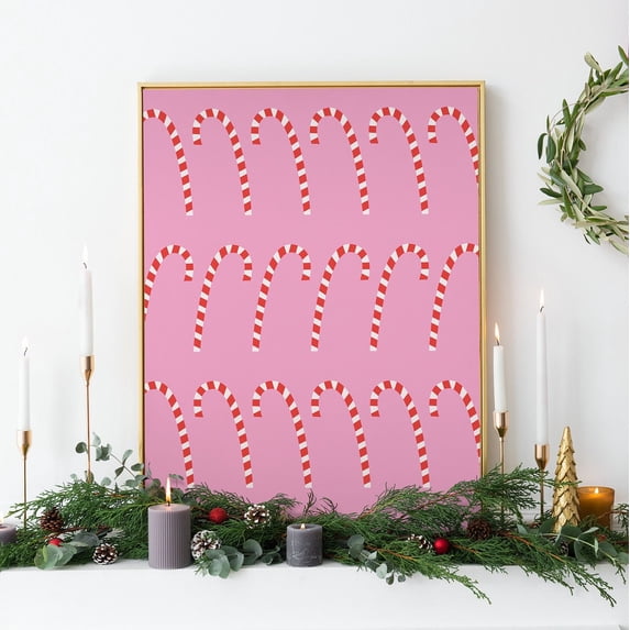 Candy Cane Poster Cute Decor Pink Wall Art Poster, Unframed Size 24x36 ...