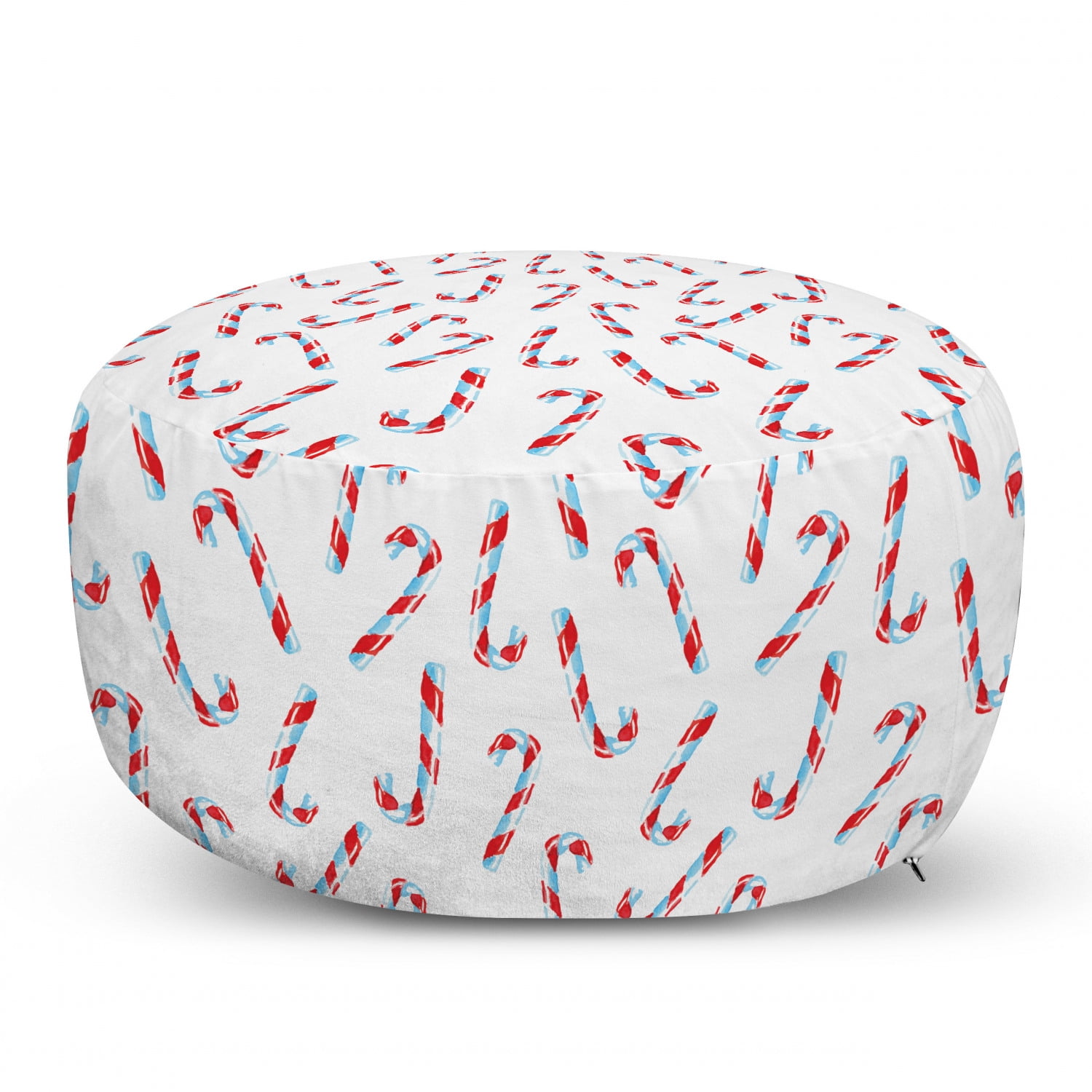 Candy Cane Pouf Cover with Zipper, Aquarelle Style Sweets Traditional ...