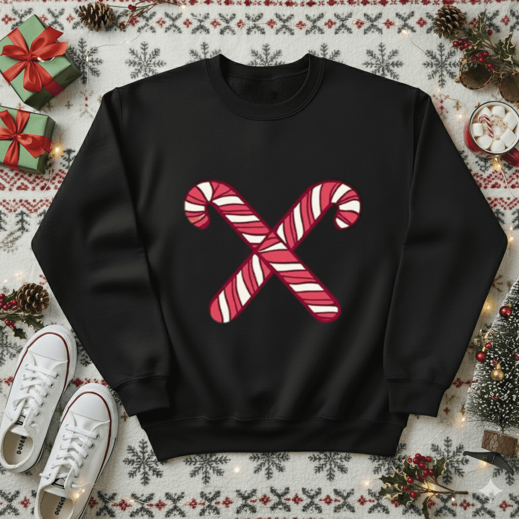 Candy Cane Print Festive Holiday Peppermint Joy Funny Style Sweatshirt, up to Size 5XL - Walmart.com