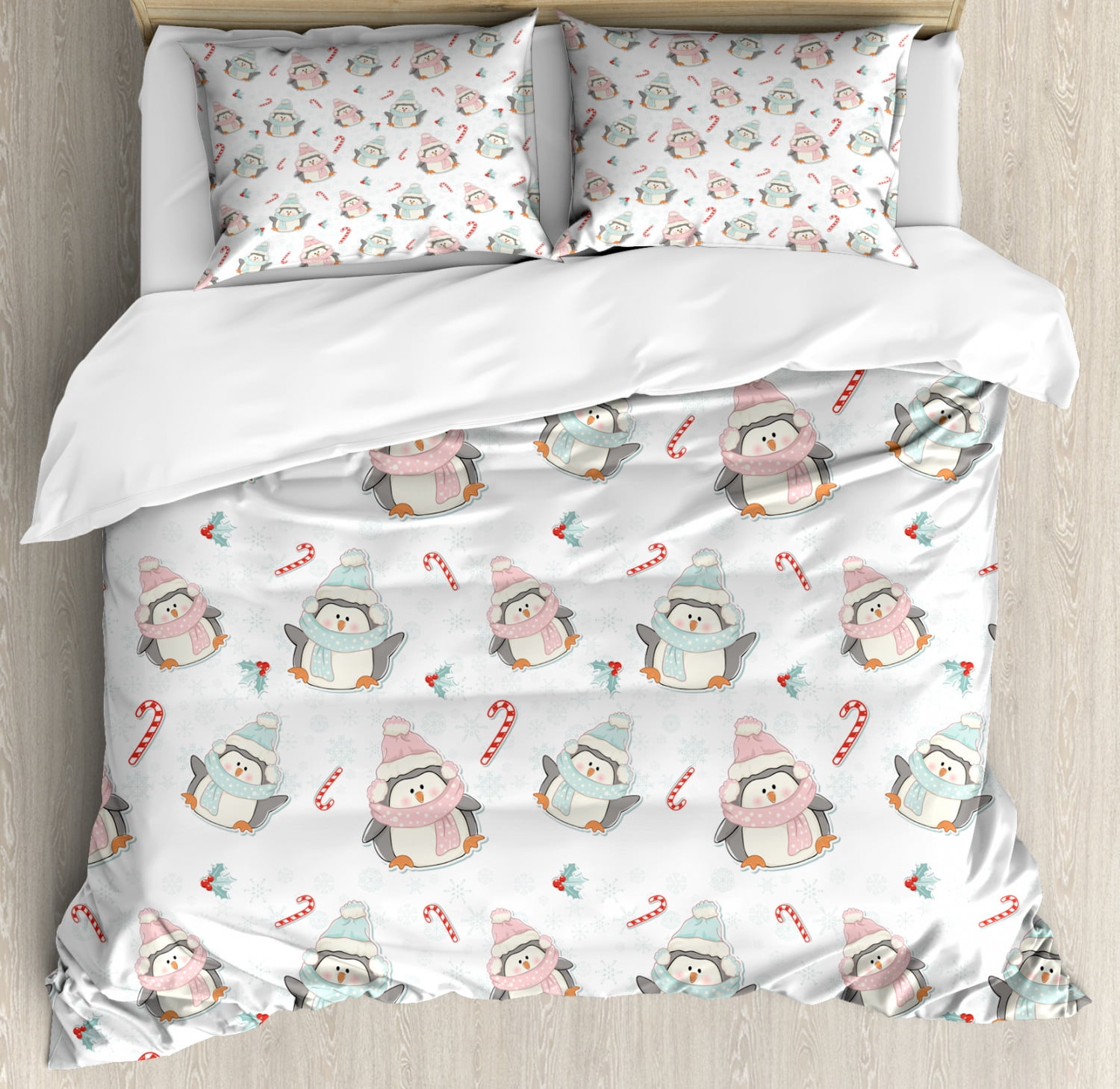 Candy Cane Queen Size Duvet Cover Set, Cute Christmas Boy and Girl ...