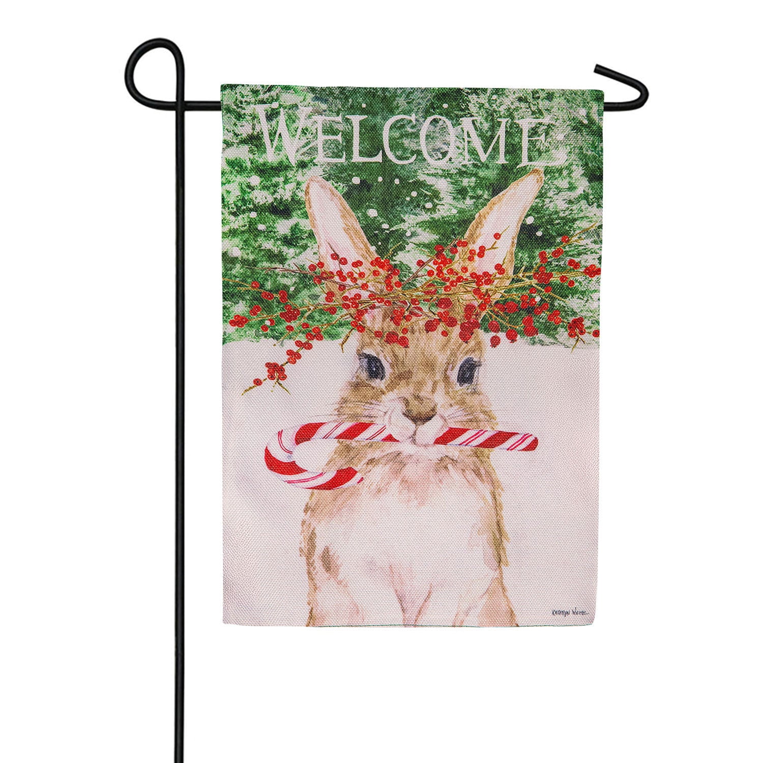 Candy Cane Rabbit Burlap Textured Cute Easter Season Sweet Confection ...