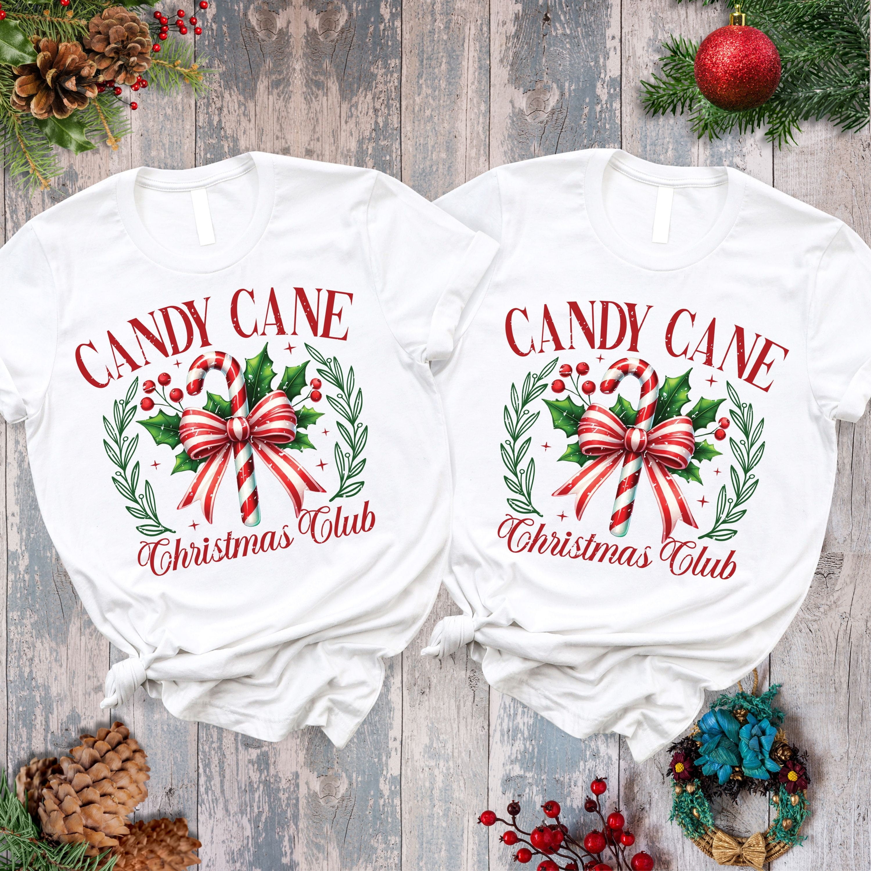 Candy Cane Shirt Christmas Club T-Shirt: Coquette Christmas Squad Tee ...