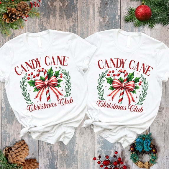 Candy Cane Shirt Christmas Club T-Shirt: Coquette Christmas Squad Tee ...
