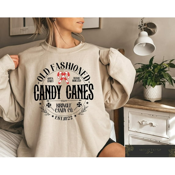 Candy Cane Shirt, North Pole Sweater, Comfort season Sweatshirt, Retro ...