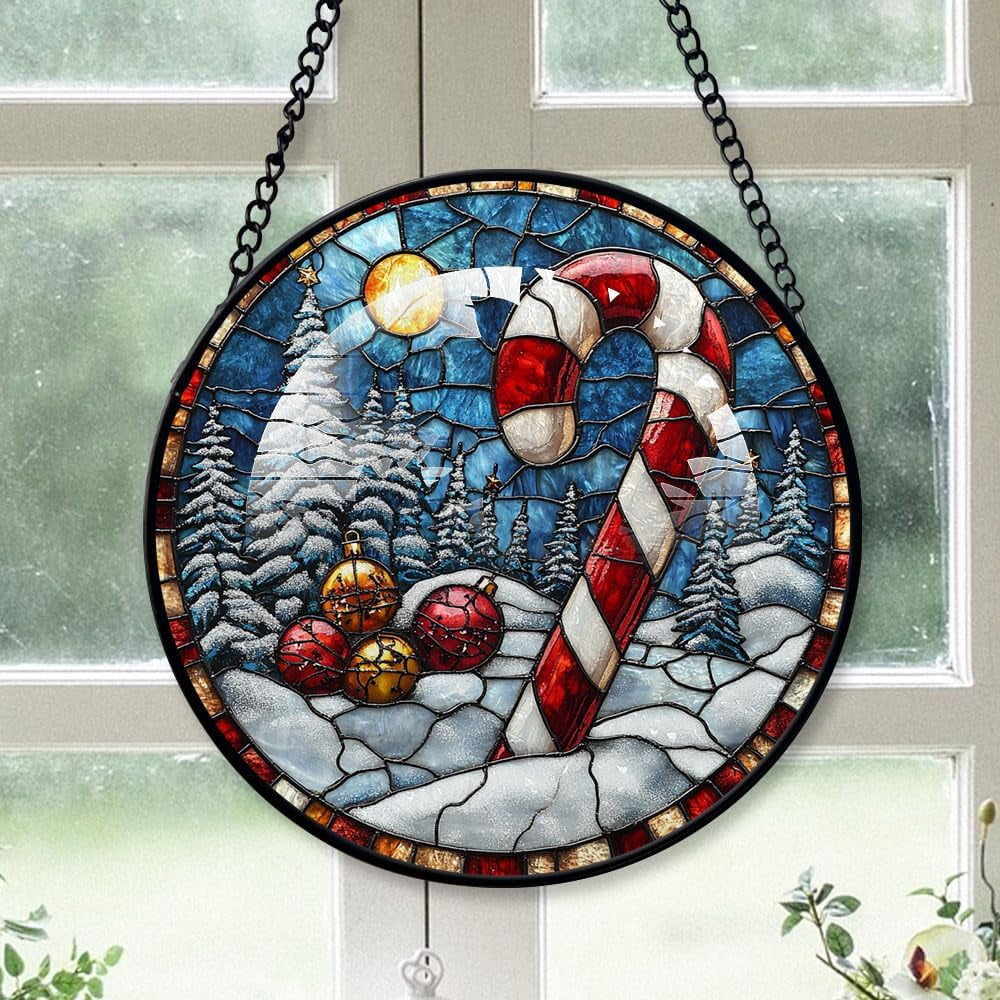 Candy Cane Stained Glass Suncatcher, Candy Cane Christmas, Candy Cane ...