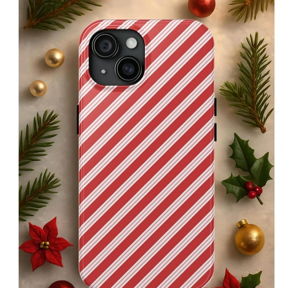 Candy Cane Stripe Red White Holiday Festive Phone Case with iPhone 17 to 11 Pro Max - Walmart.com