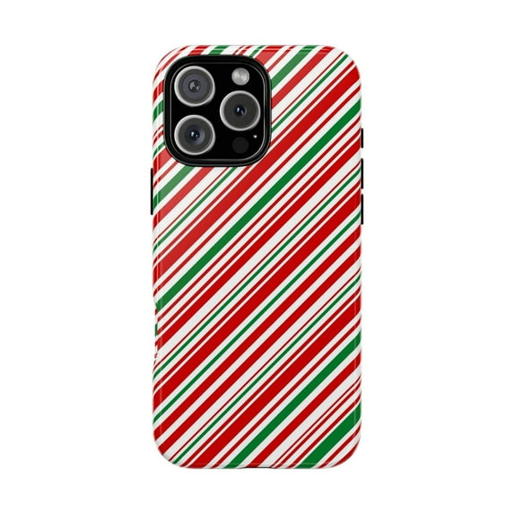 Candy Cane Striped Holiday Phone Case | Red White Pattern Gift for iPhone 17 16 15 14 13 12 11 ...