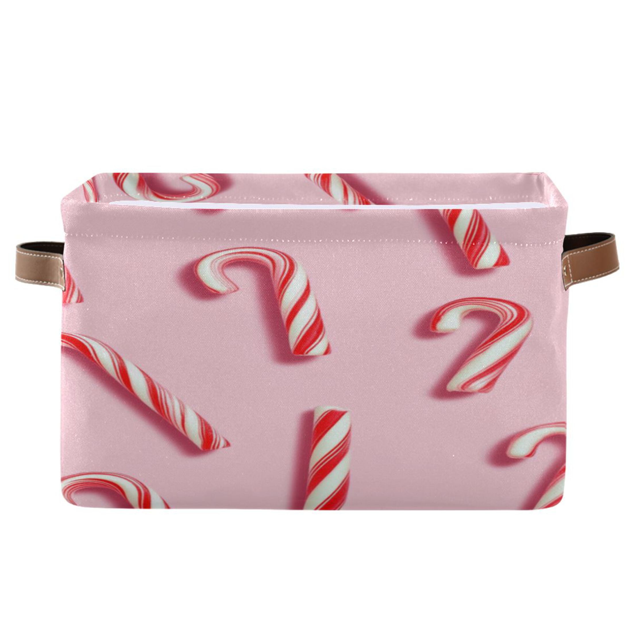 Candy Cane Stripes Foldable Storage Basket,Canvas Fabric Foldable ...