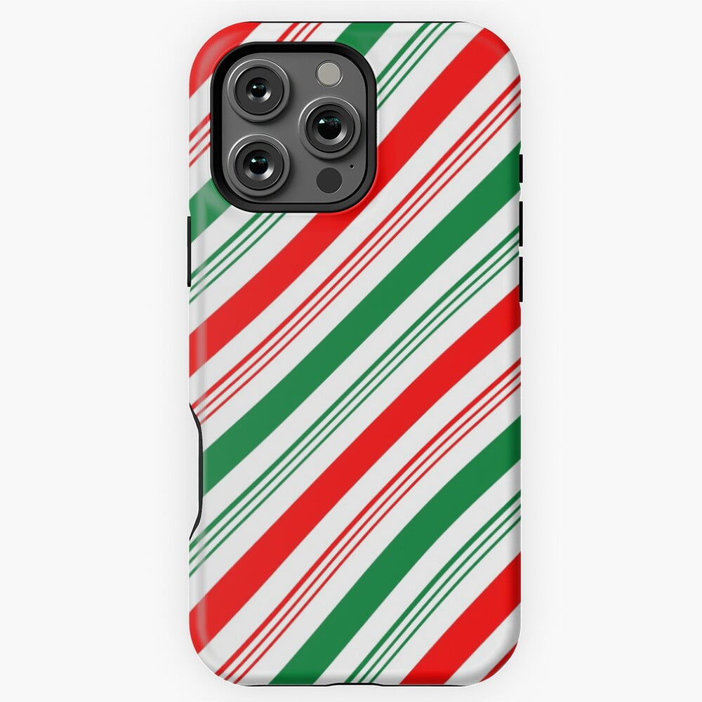 Candy Cane Stripes Red Green Holiday Style iPhone Case 17 16 15 14 13 ...