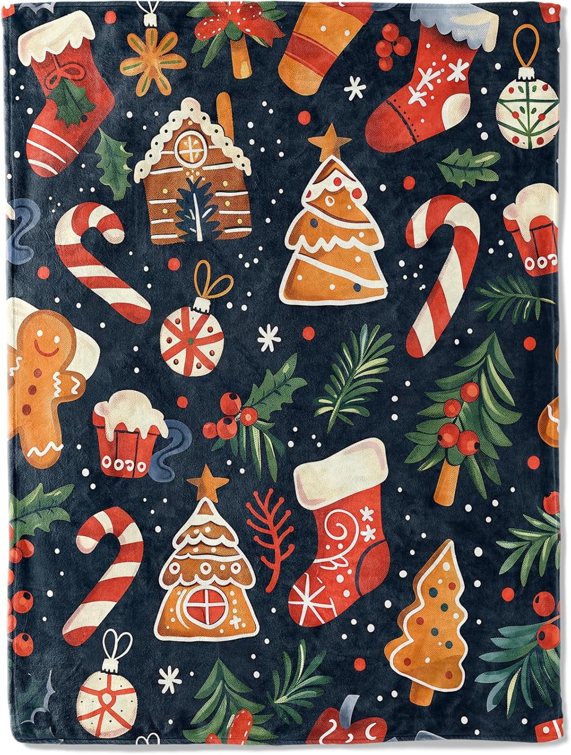 Candy Cane Throw Blanket- Ultra Soft,Fleece,Lightweight,Tocking,Holly ...