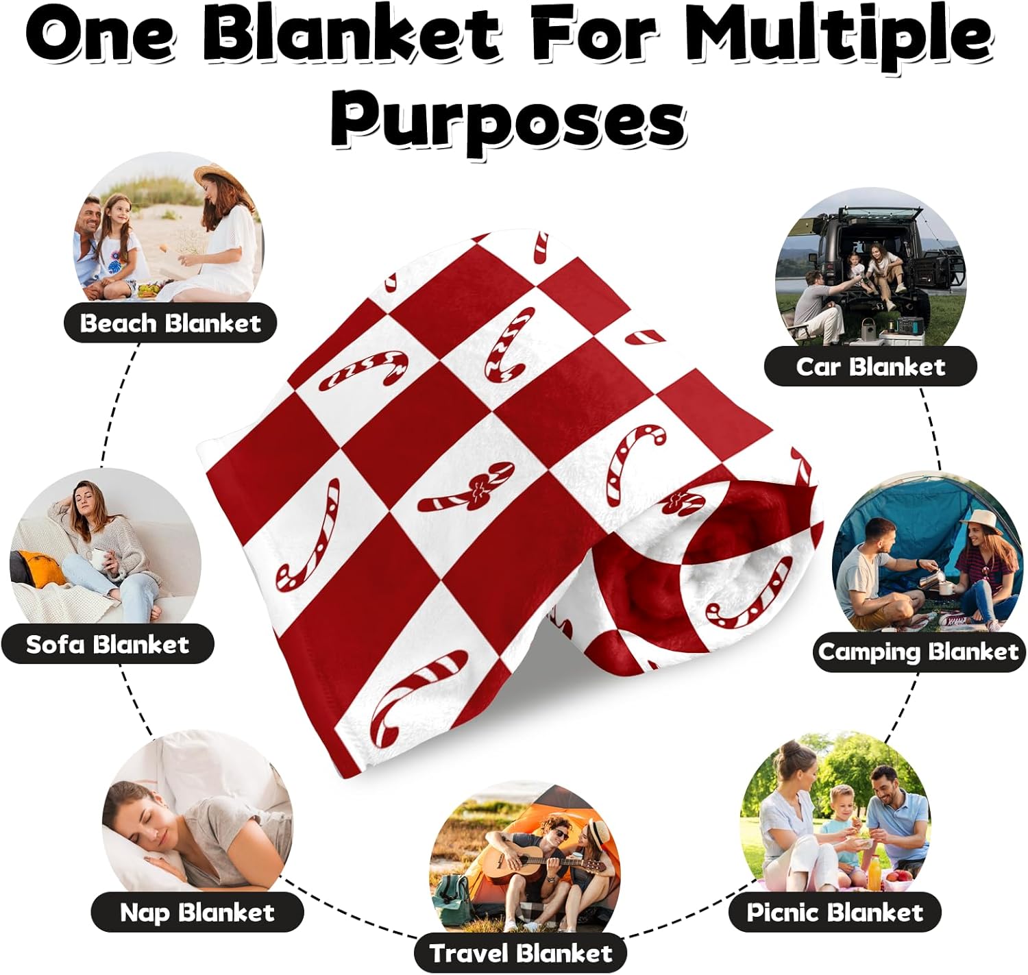 Candy Cane Throw Blanket for Women Men Daughter Son Stocking Stuffers ...
