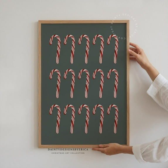 Candy Cane Winter Holiday Poster, Red & Green Holiday Wall Art, 8x12 ...