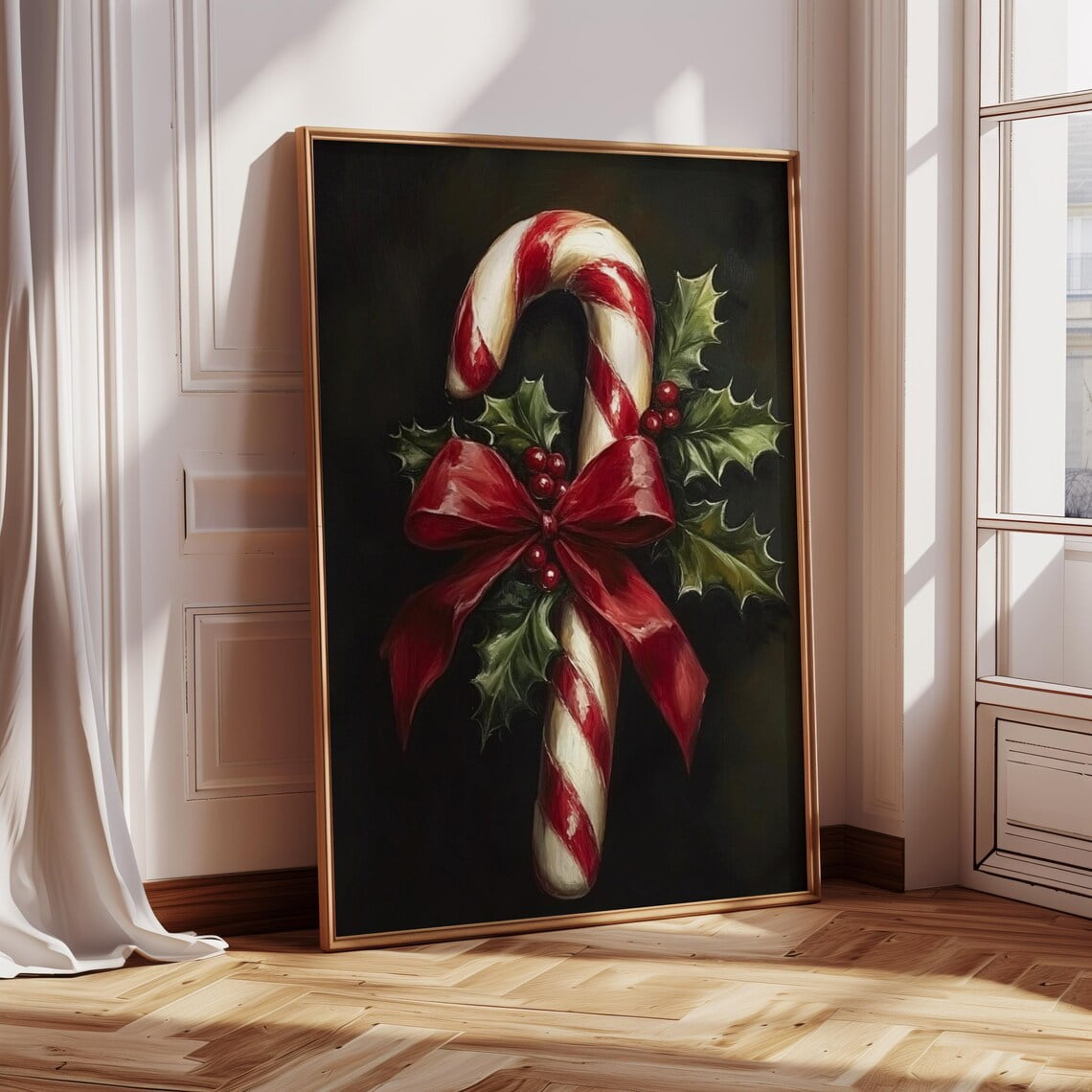 Candy Cane Winter Poster, Style Wall Art UNFRAMED Poster, 24x36 ...