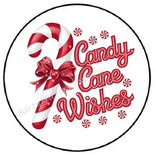 Candy Cane Wishes Christmas Stickers Party Favors Phone Decal Water ...
