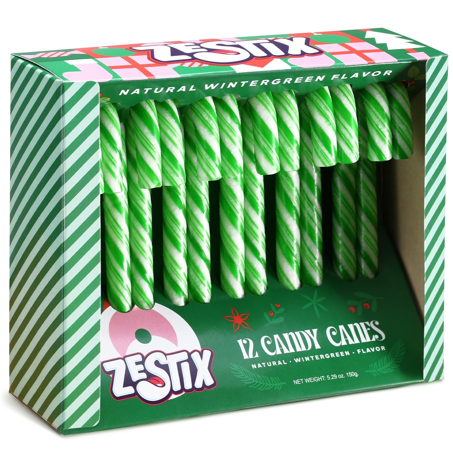 Candy Canes - Classic Green & White Wintergreen Flavor, 12 Count ...