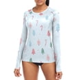 Candy Canes Colorful Christmas Trees Women's Rash Guard Shirts UPF 50 ...