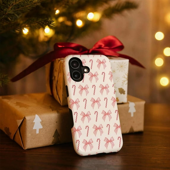 Candy Canes Coquette Bow Christmas Phone Case with iPhone 17 to 11 Pro Max - Walmart.com