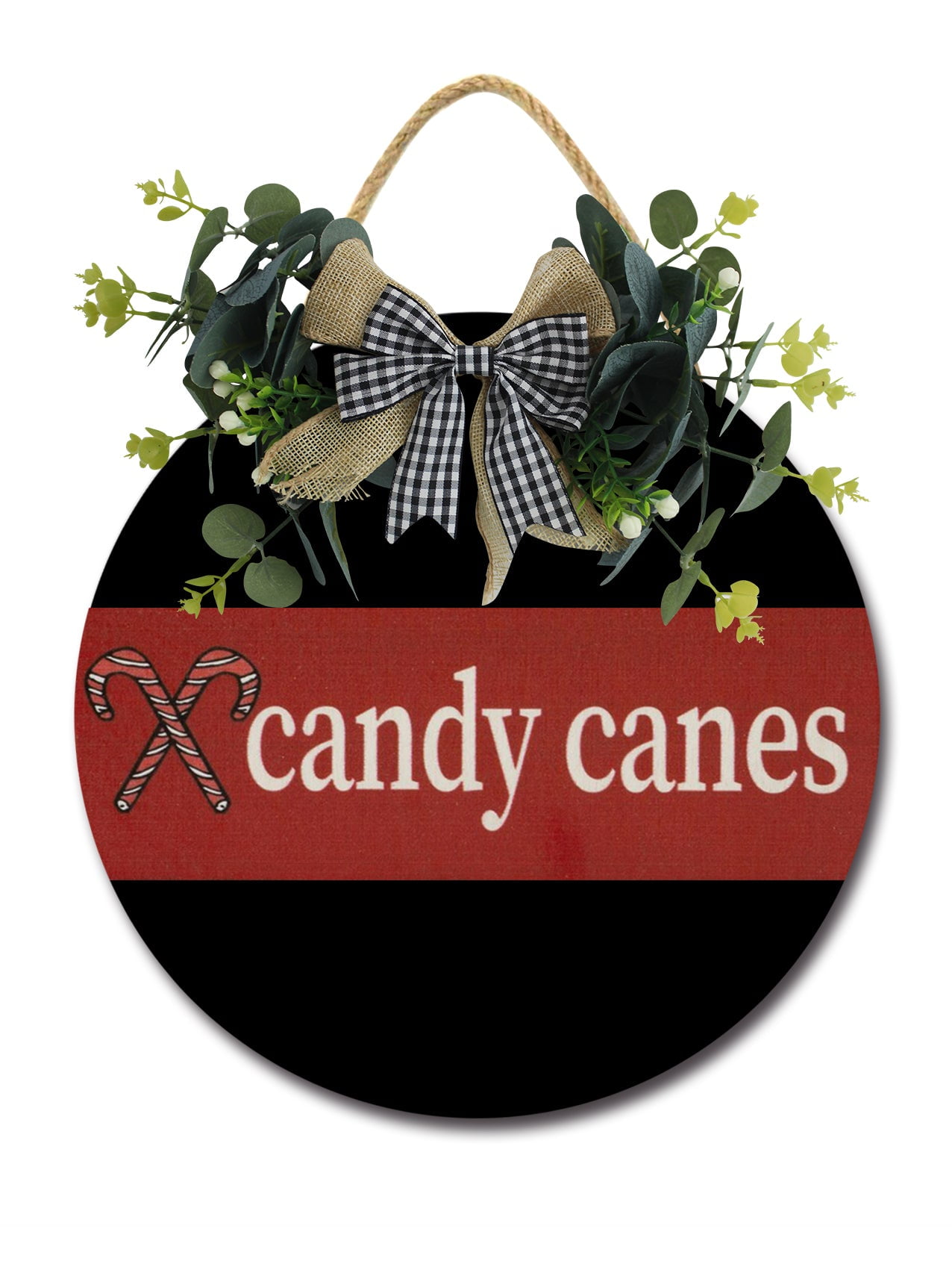 Candy Canes Front Door Sign Funny Wreaths Hanging Wooden Plaque ...