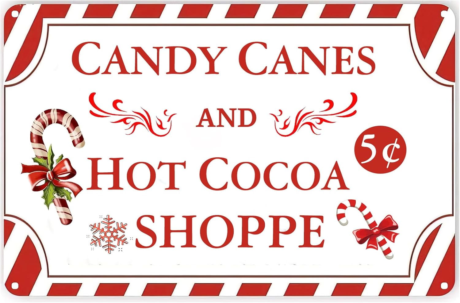 Candy Canes and Hot Cocoa Shoppe Funny Tin Signs Christmas Theme Decor ...