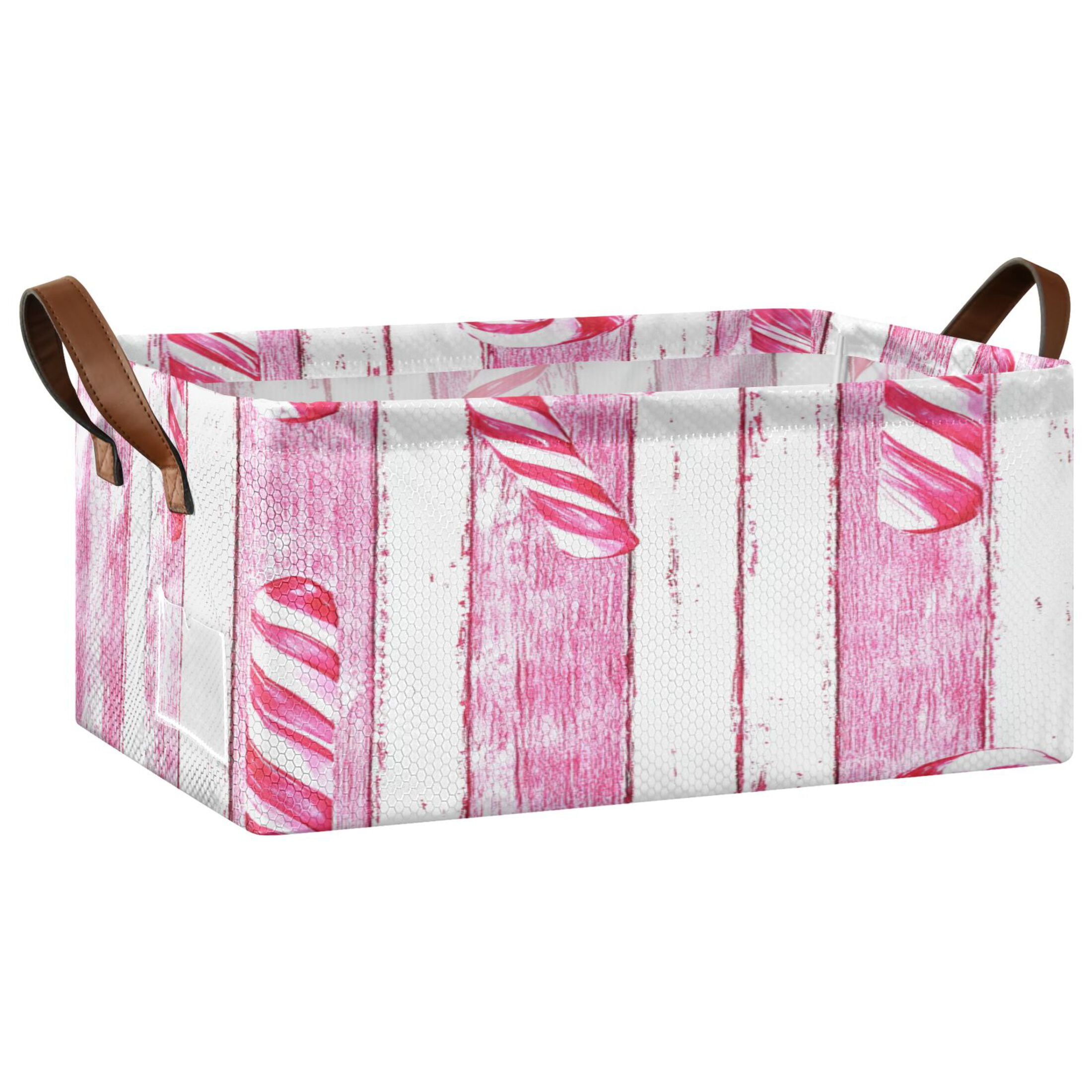 Candy Canes Pattern Open Home Storage Bins Foldable Metal Frame Shelf ...