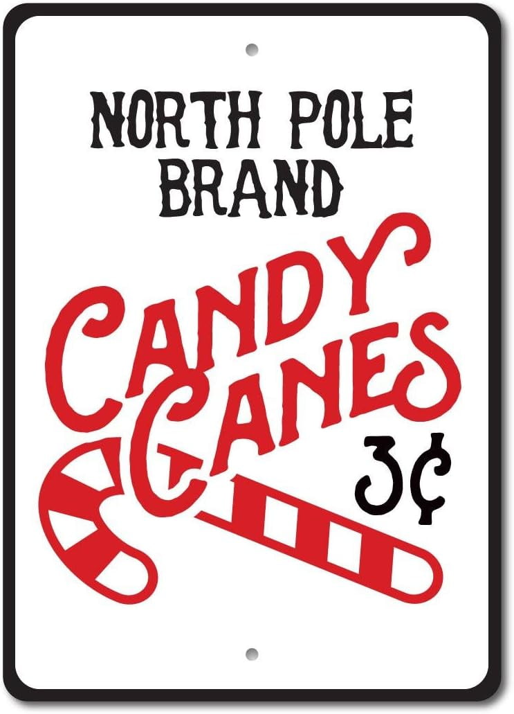 Candy Canes Sign Candy Canes Decor North Pole Sign Funny Retro Metal ...