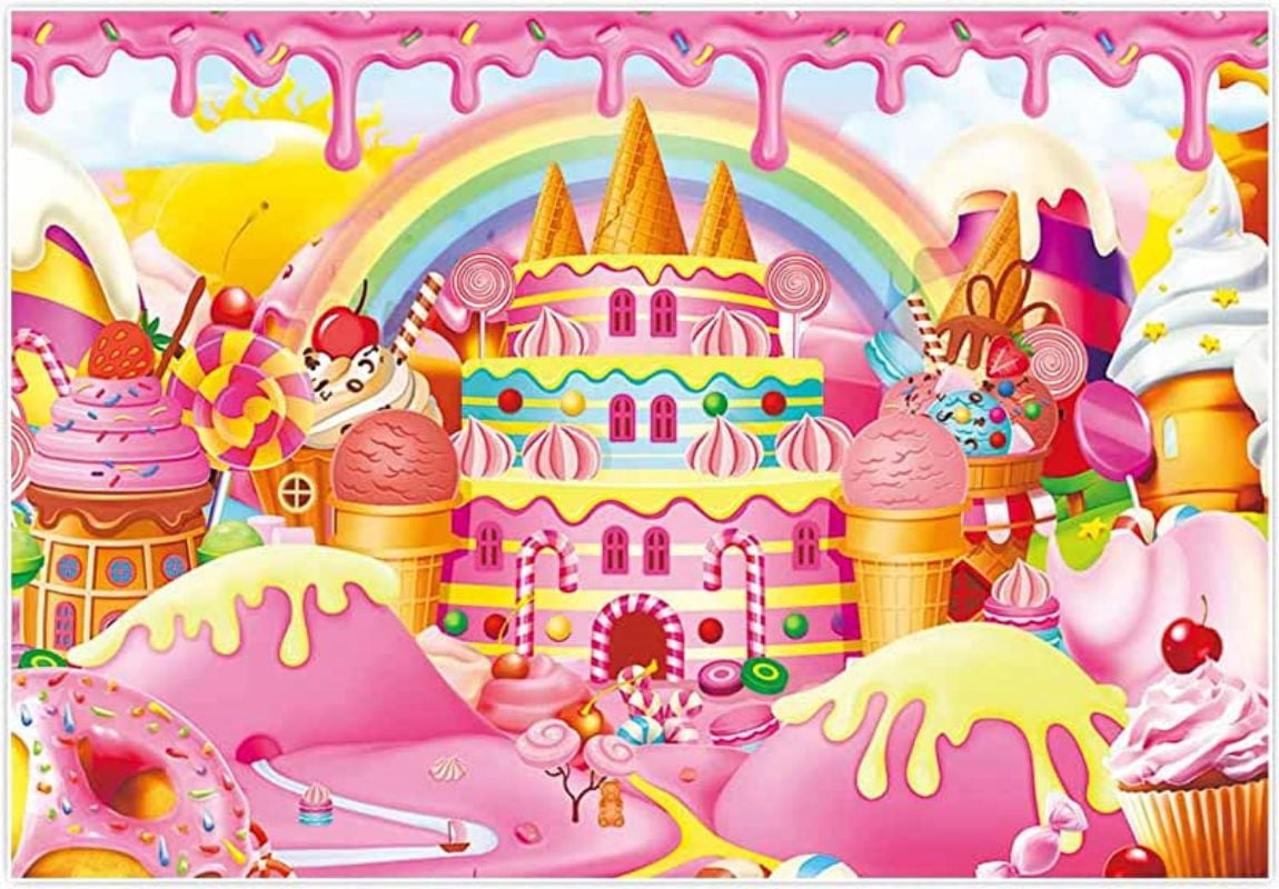 Candy Castle Custom Birthday Backdrop Cream Photography Ice ration ...