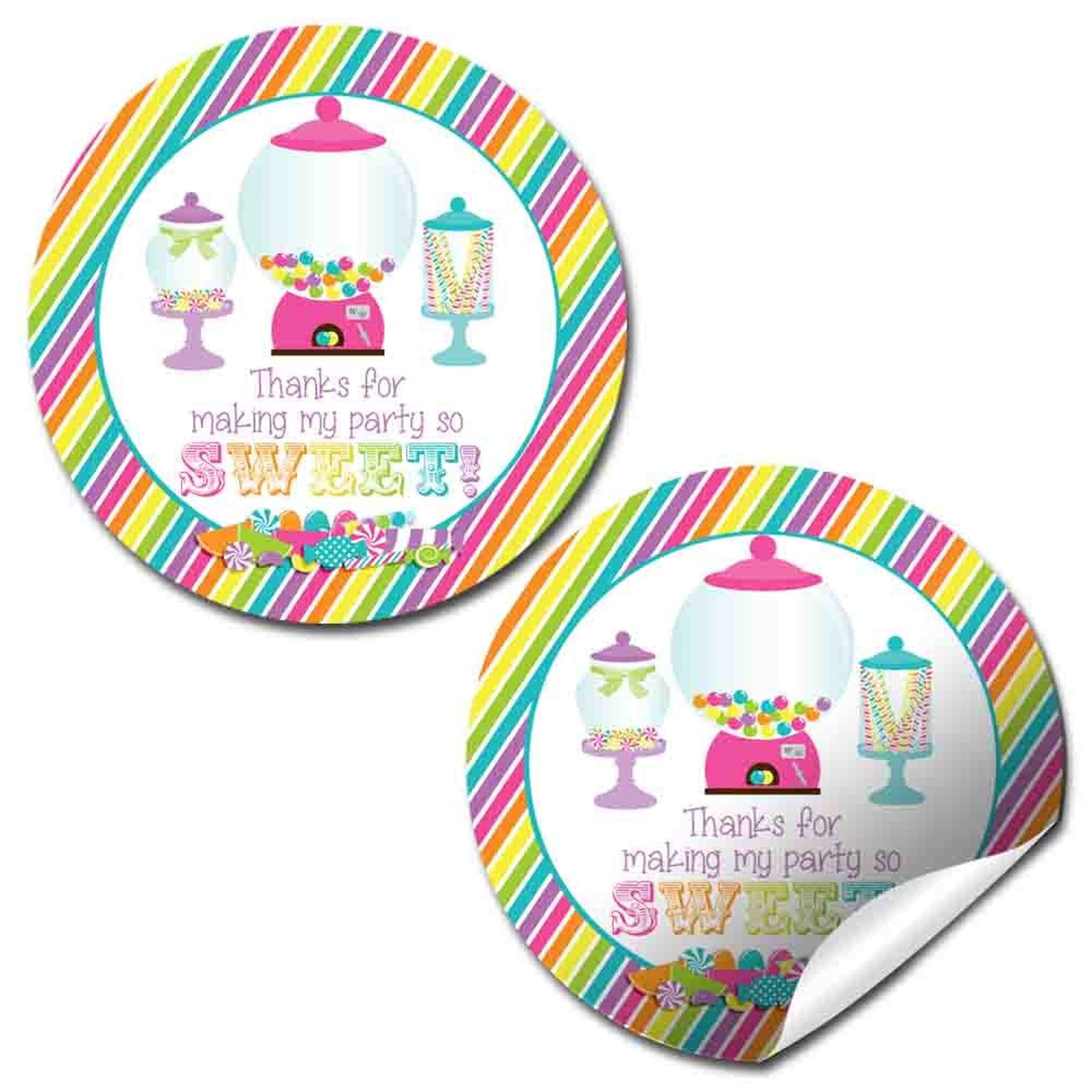 Candy Celebration Stickers - 40 Colorful 2" Circle Labels for Birthday ...
