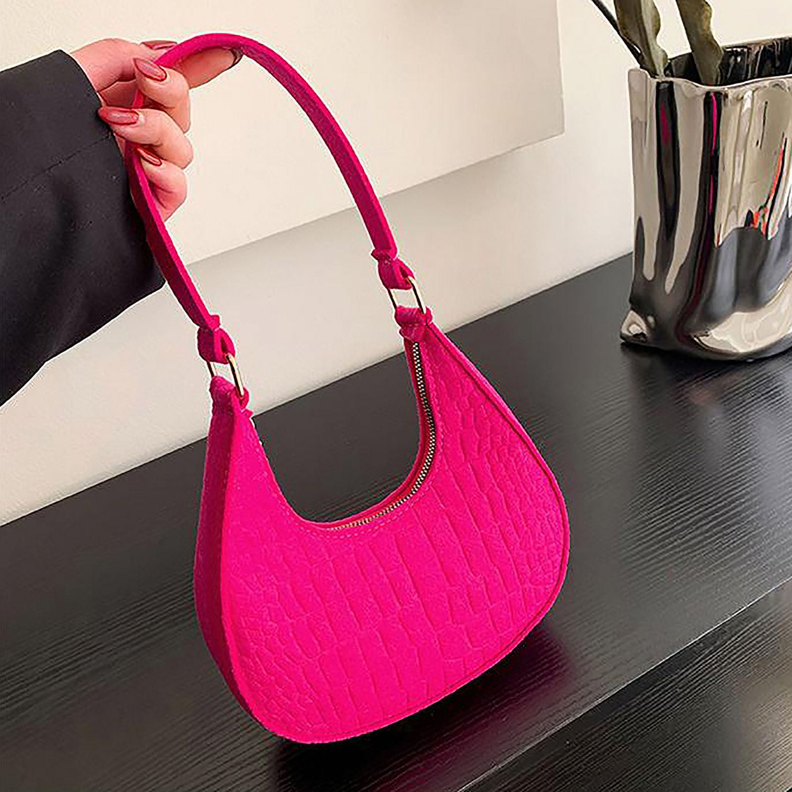 Candy Color Advanced Design Texture Armpit Handbags Felt Shoulder Bags ...
