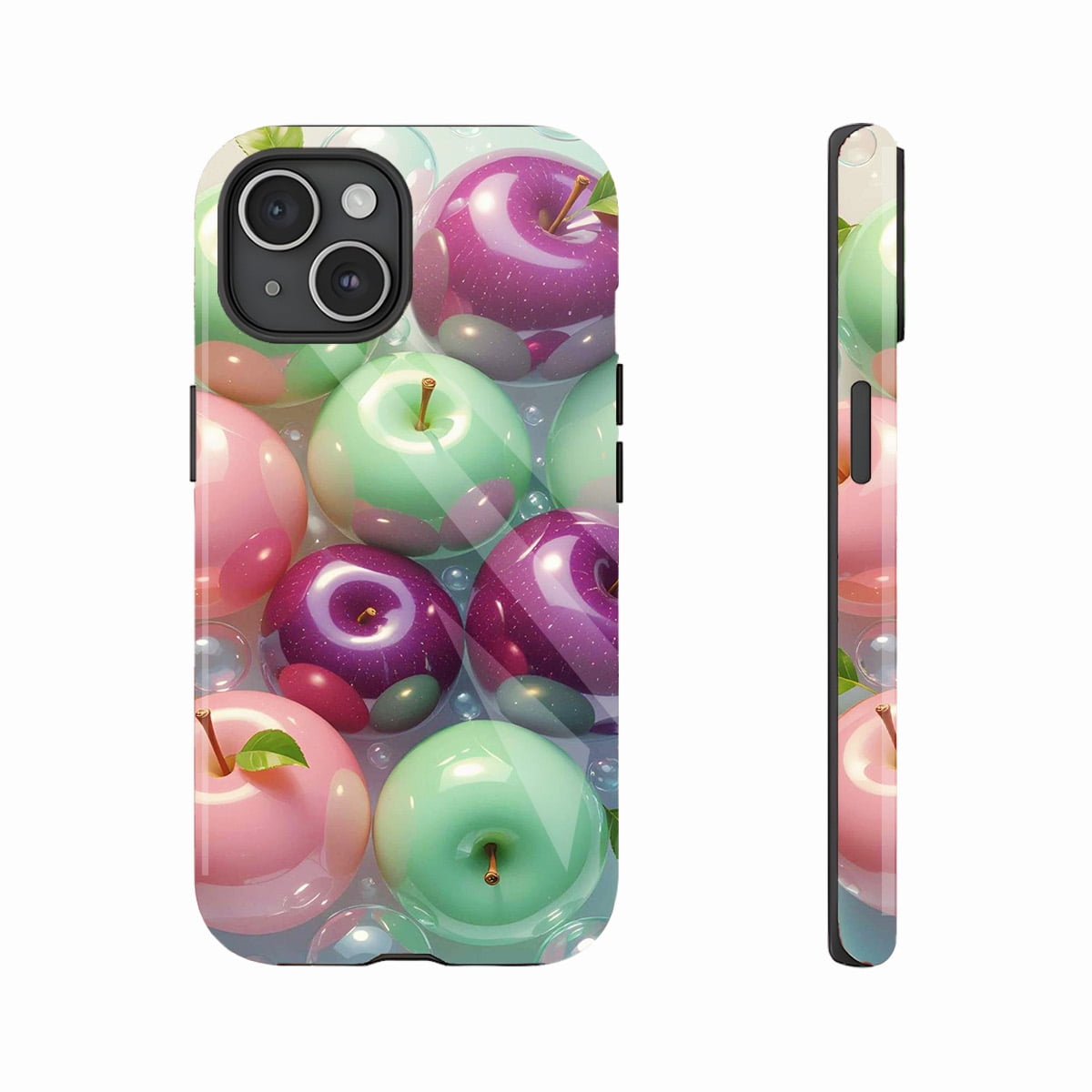 Candy Color Apple Design Phone Case for Women Girls, Shiny Smooth ...
