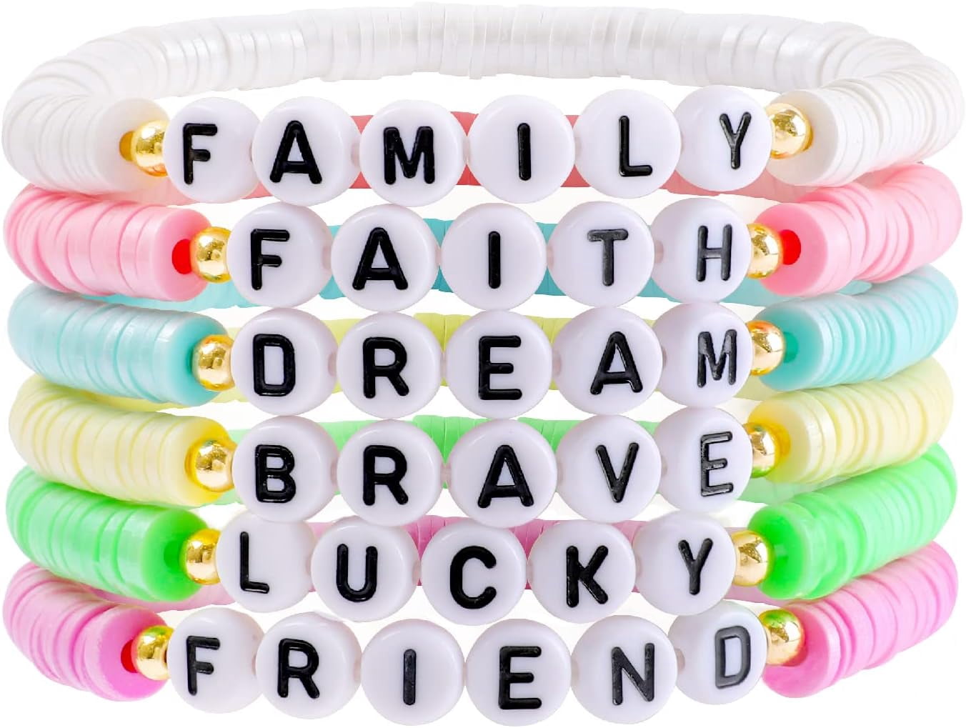 Candy Color Heishi Surfer Bracelets Set For Women Stackable Clay Beaded ...