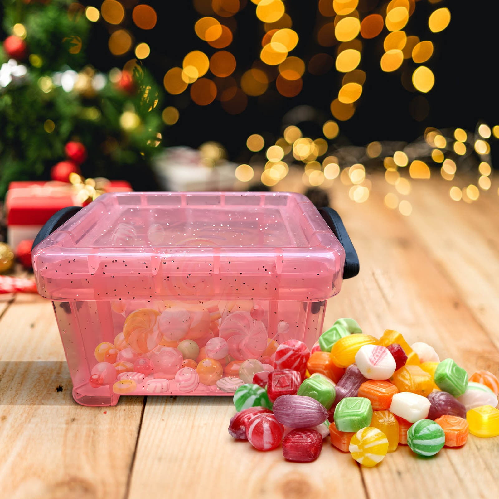 Candy Color Mini Storage Box with Lock - 0.14L Transparent Acrylic ...
