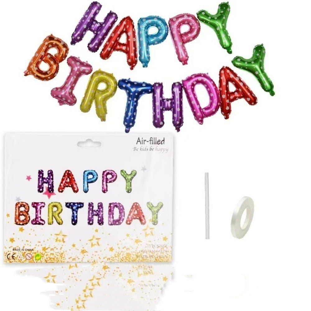 Candy Color Polka Dot Happy Birthday Aluminum Foil Balloons 21 Inch Set ...