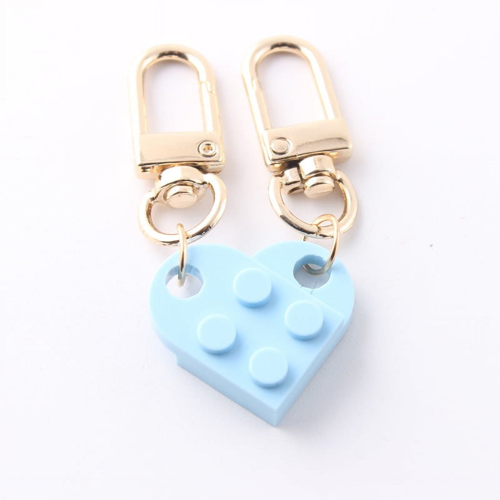 Candy Color Splicing Two-in-One Building Blocks Heart-shaped Keychain ...