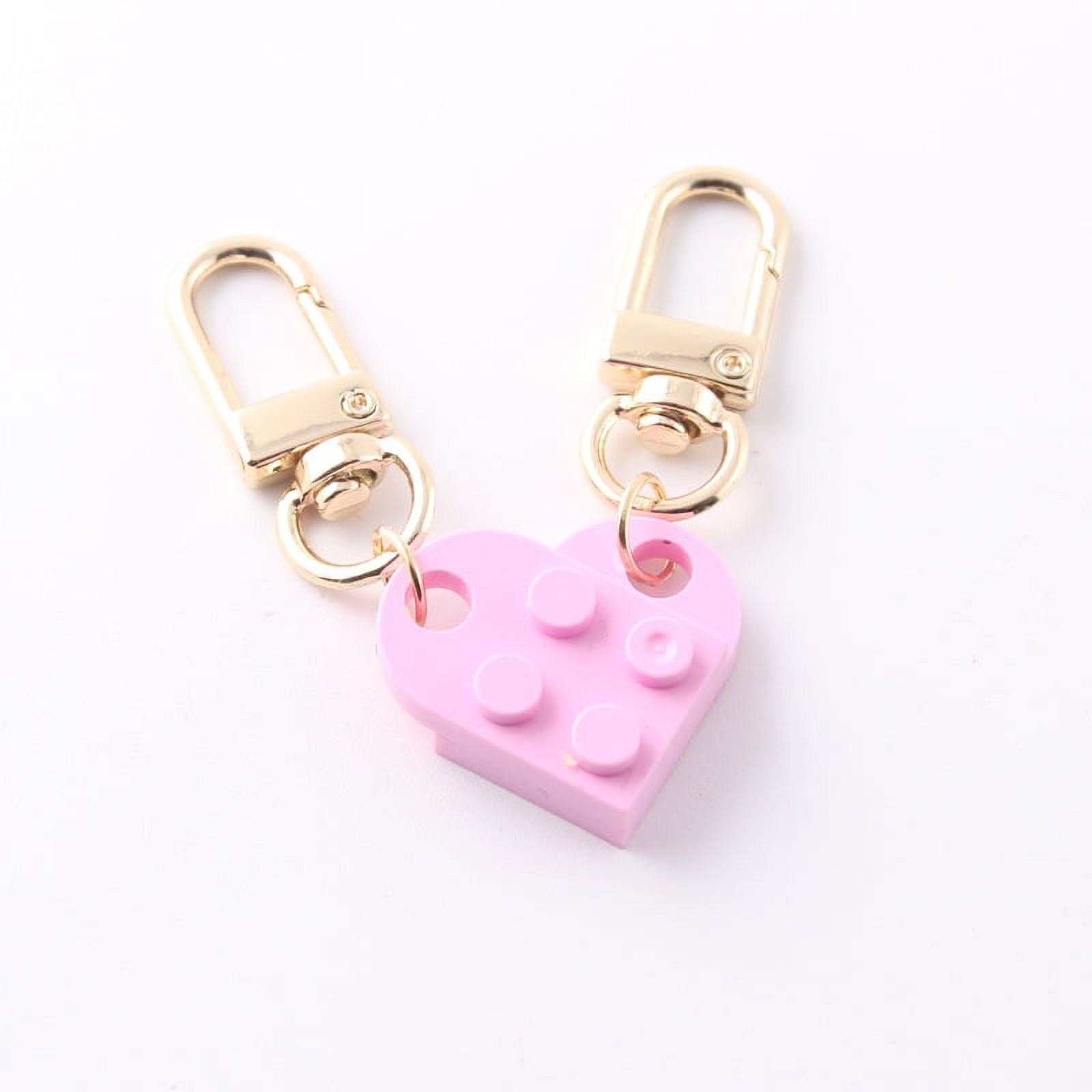 Candy Color Splicing Two-in-One Building Blocks Heart-shaped Keychain ...