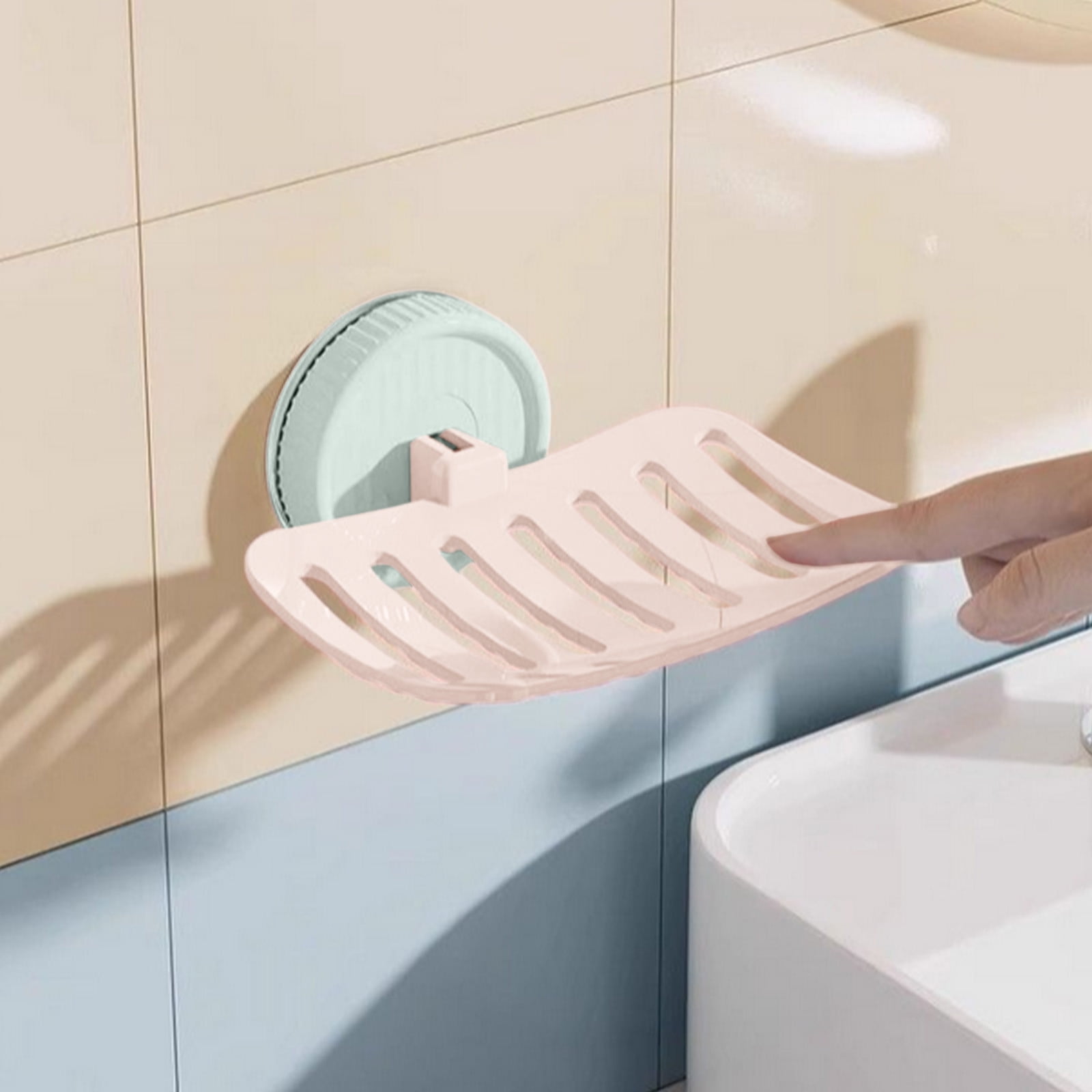 Candy Color Suction Cup Soap Box No Hole Bathroom Wall Mounted Soap ...