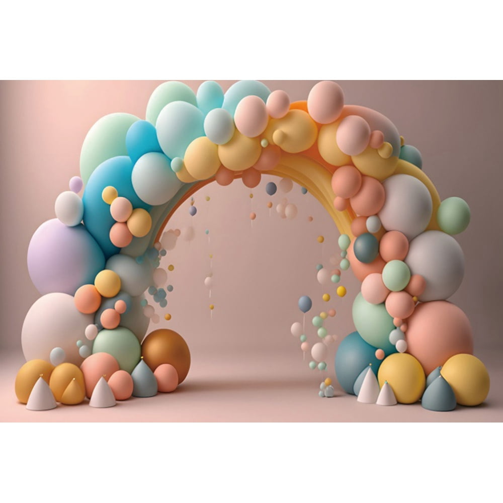 Candy Colorful 3D Balloon Arch Backdrops Princess Castle Baby Birthday ...