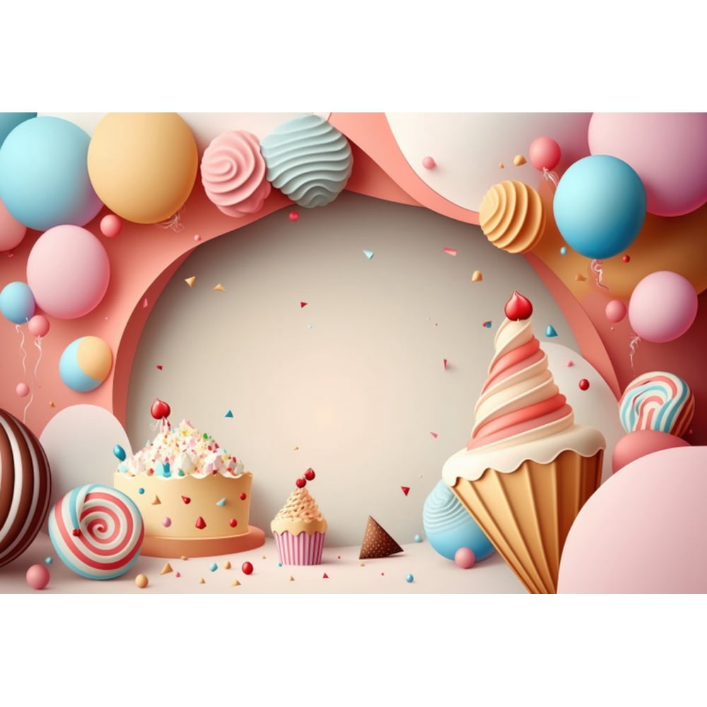 Candy Colorful 3D Balloon Arch Backdrops Princess Castle Baby Birthday ...