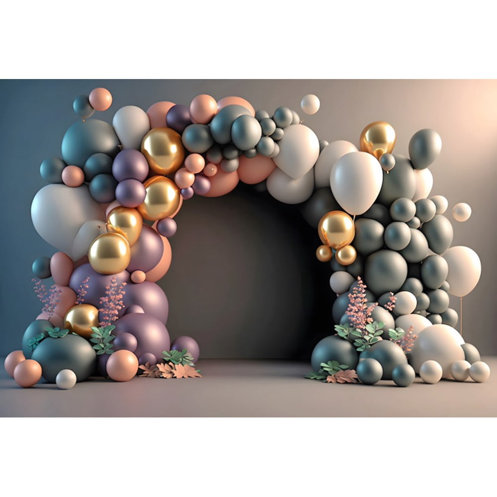 Candy Colorful 3D Balloon Arch Backdrops Princess Castle Baby Birthday ...