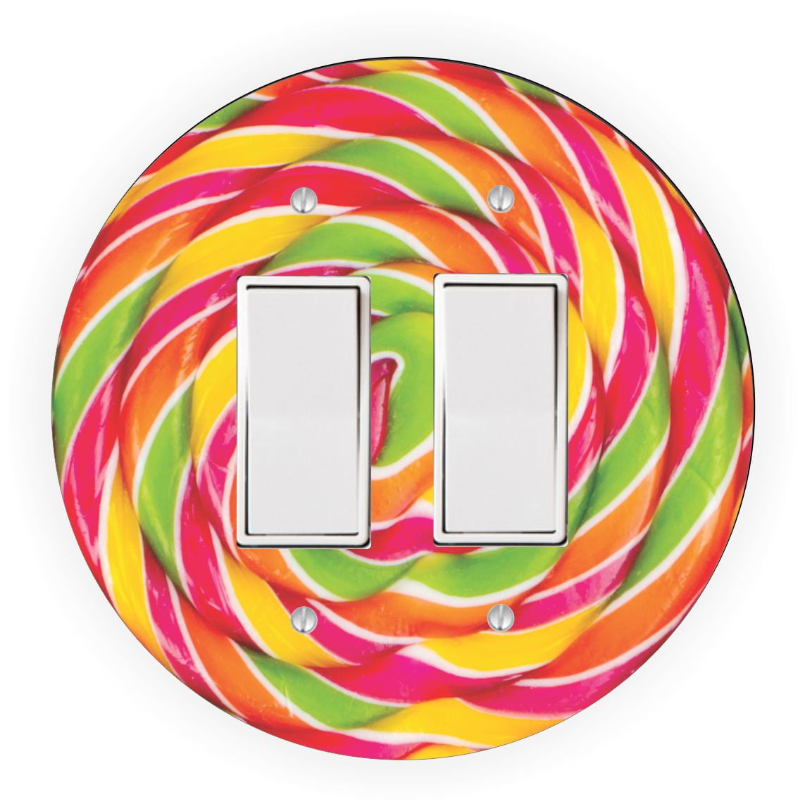 Candy Colors Lolly Design - Round Light Switch Plate Cover - Single ...