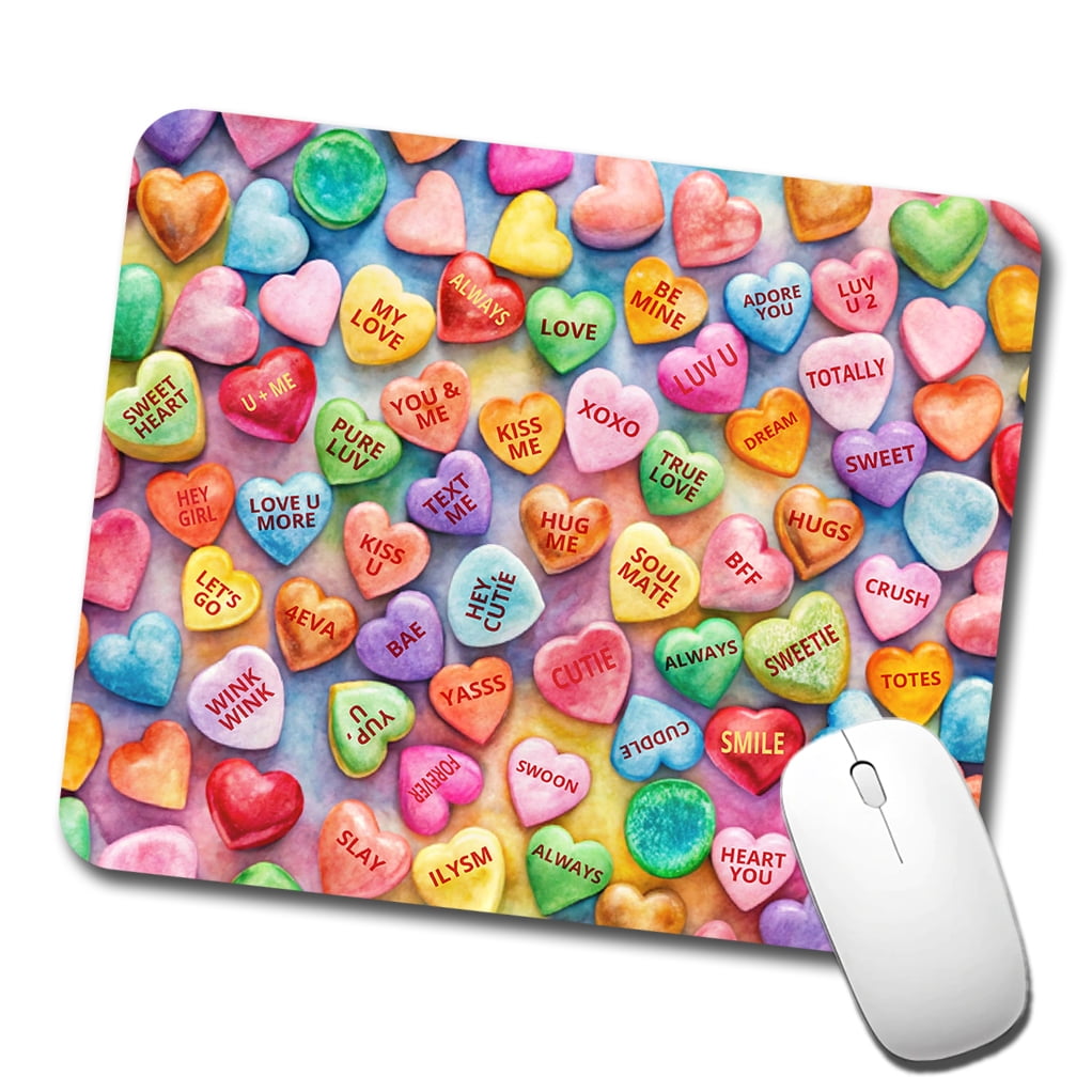 Candy Conversation Hearts Candy Valentine's Day Love Mouse Pad Low Profile Gaming Mat - Walmart.com