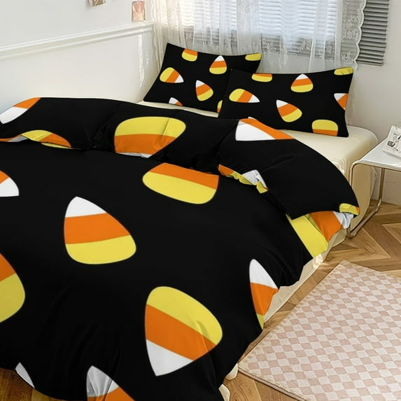 Candy Corn Halloween Print 86"x70" 3 Pcs Soft Bedding Set, Includes ...