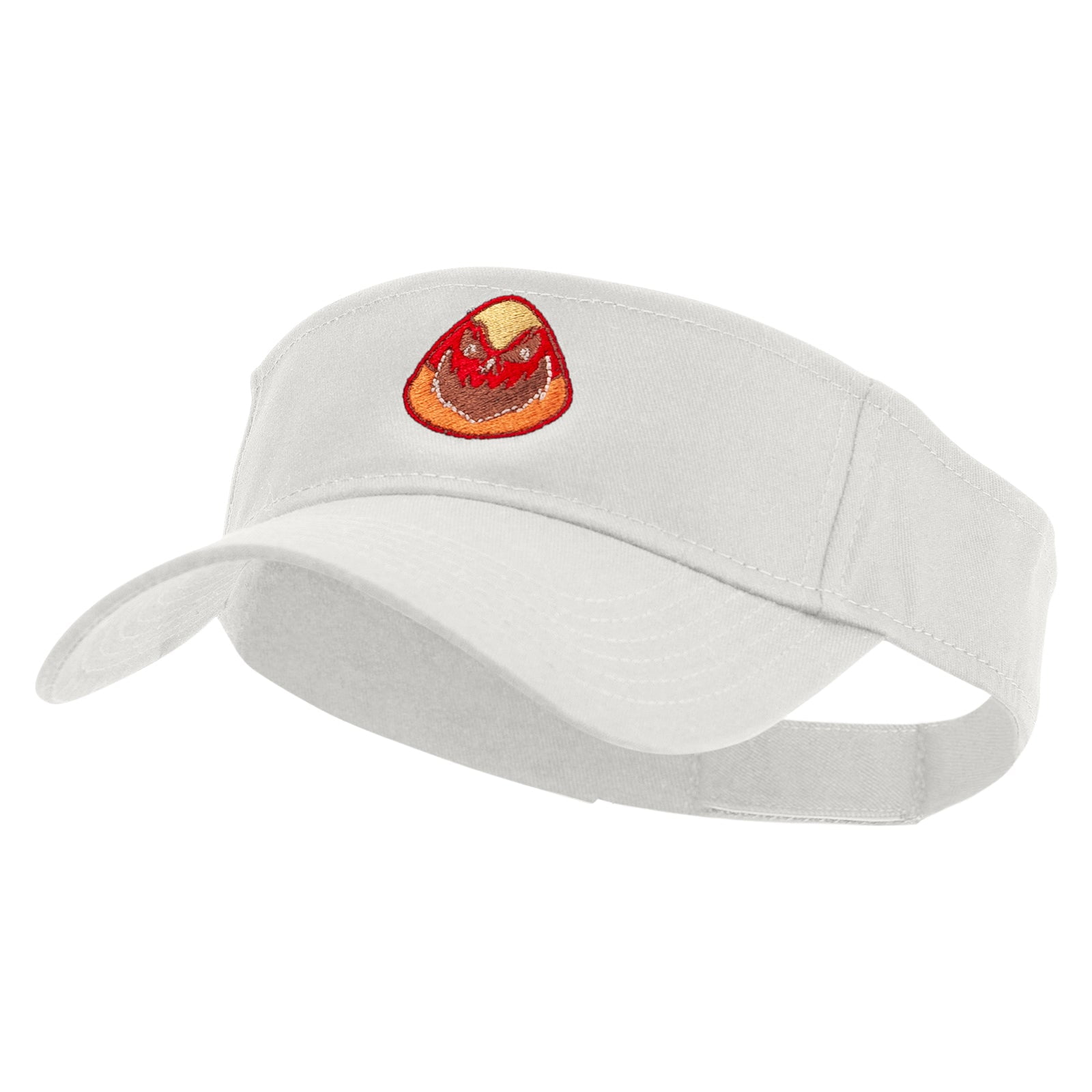 Candy Corn Monster Embroidered Cotton Twill Sun Visor - White OSFM ...