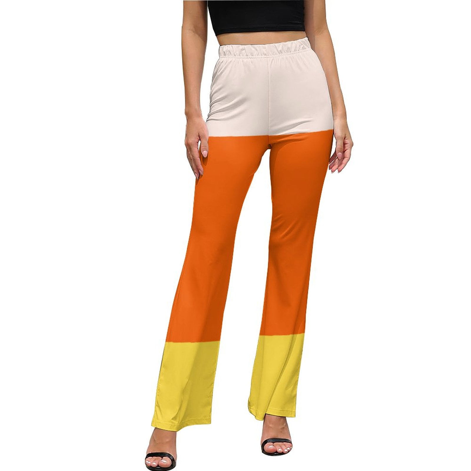 Candy Corn Pattern High Waisted Casual Flared Trousers Summer Home ...