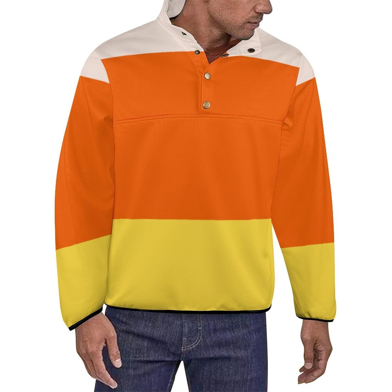 Candy Corn Pattern Men's Stand Collar Sweater Long Sleeve Clothing ...