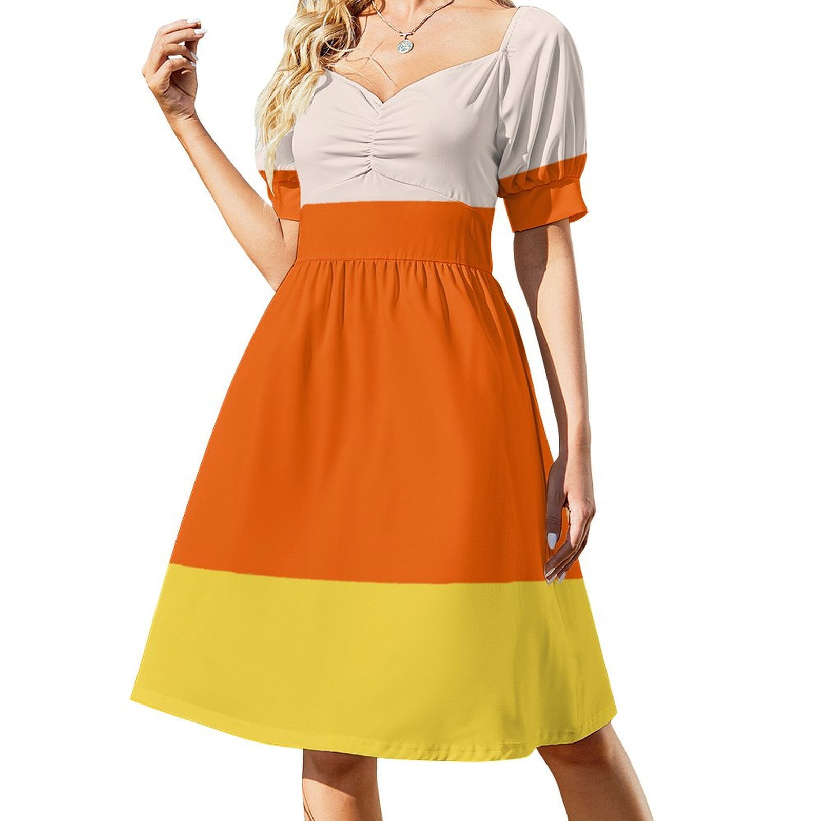 Candy Corn Pattern Short Sleeve Dress Clothes Women's Summer Dress ...