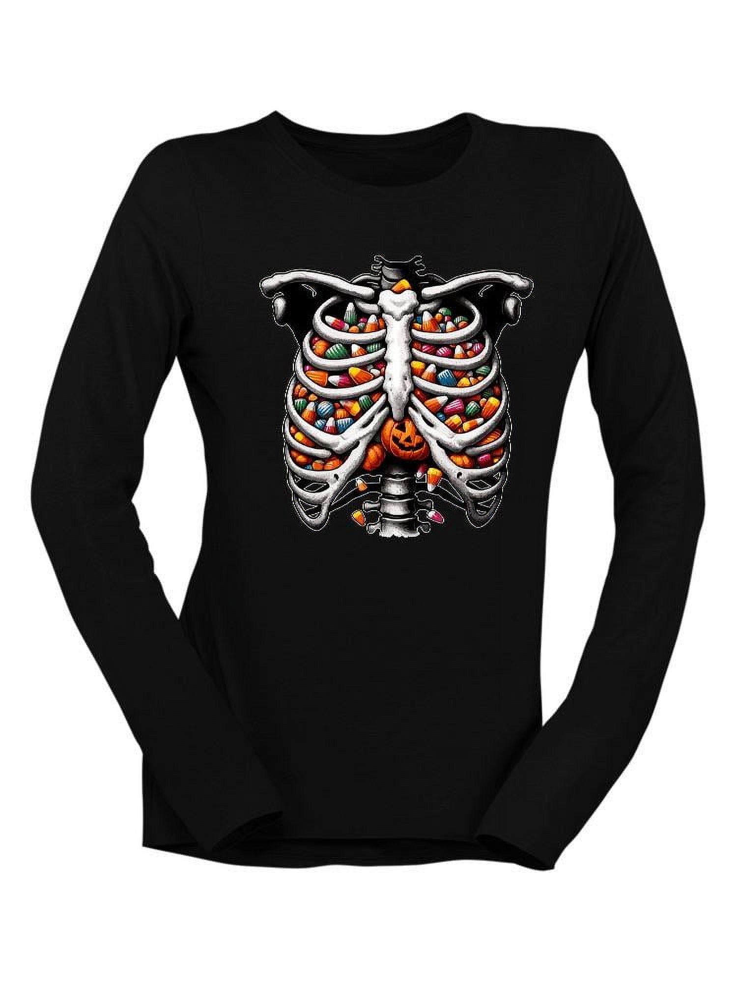 Candy Corn Skeleton Ribcage Halloween Graphic - Men's Long Sleeve ...