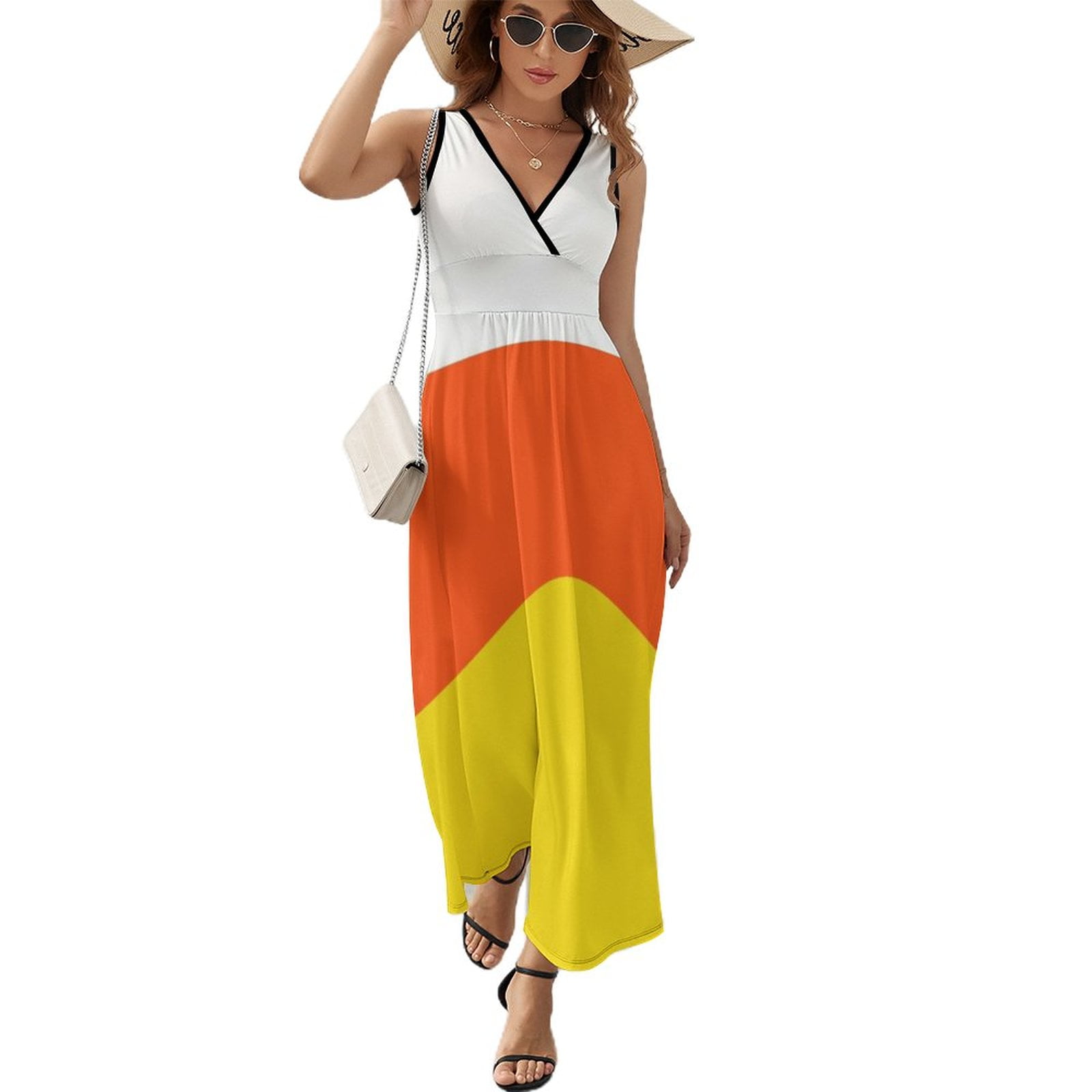 Candy Corn Sleeveless Dress beach outfits for women Women's evening dress - Walmart.com