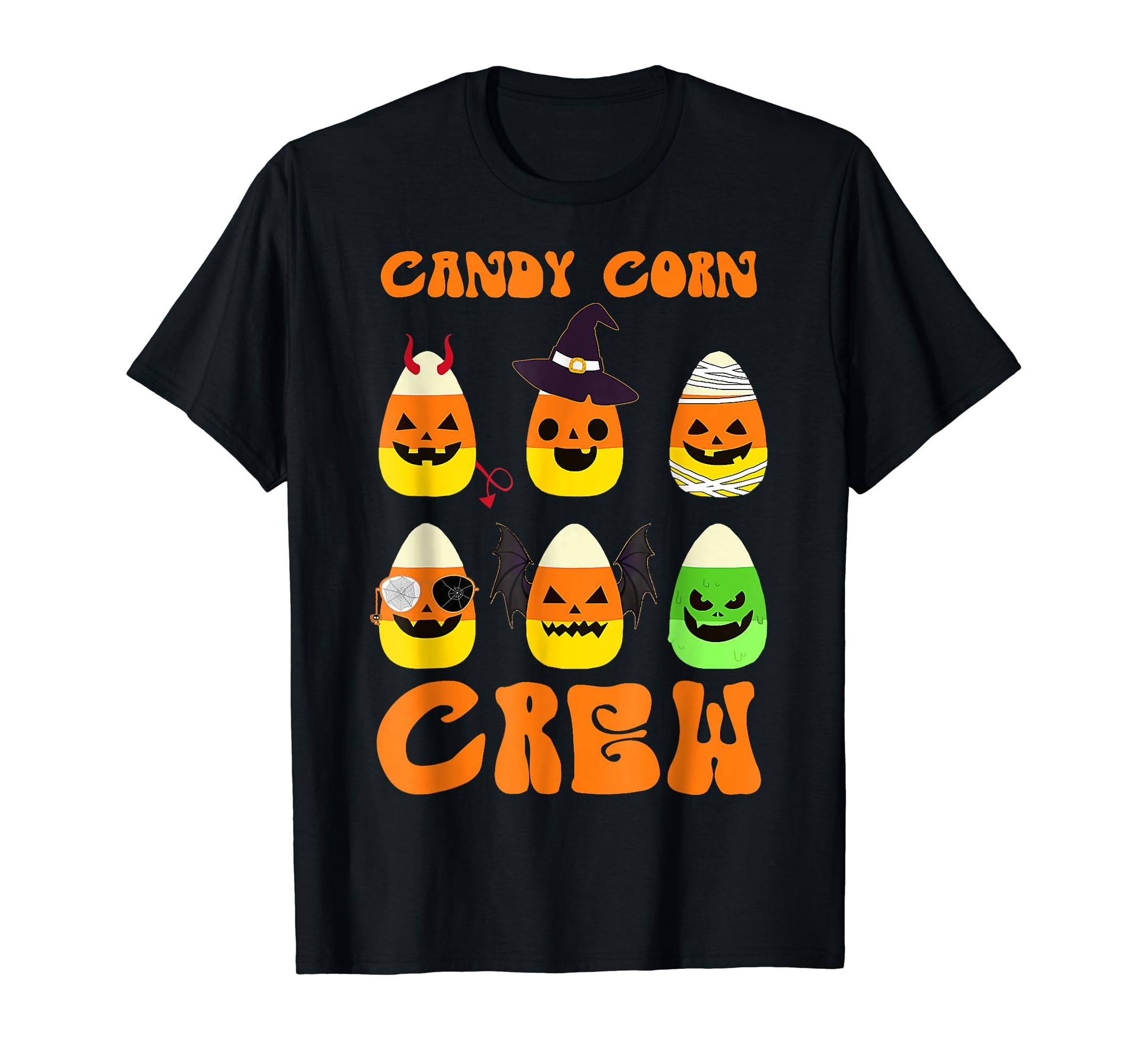 Candy Corn Squad Team Candy Corn Crew Halloween Black T-Shirt - Walmart.com