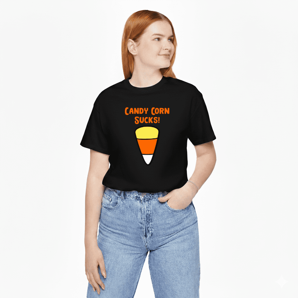 Candy Corn Sucks Funny Sweet Tooth Humor Wordplay Art Unisex T-Shirt ...