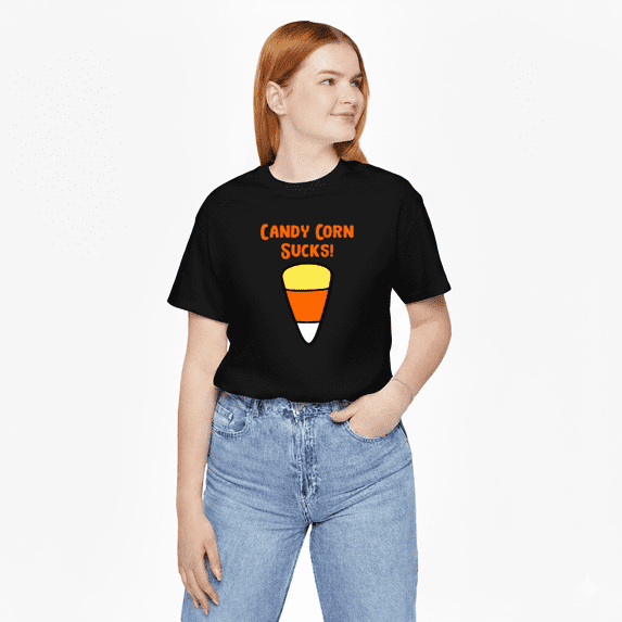 Candy Corn Sucks Funny Sweet Tooth Humor Wordplay Art Unisex T-Shirt ...